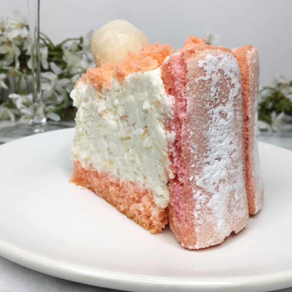 Lychee Cake With Pink Biscuits – Baking Like a Chef