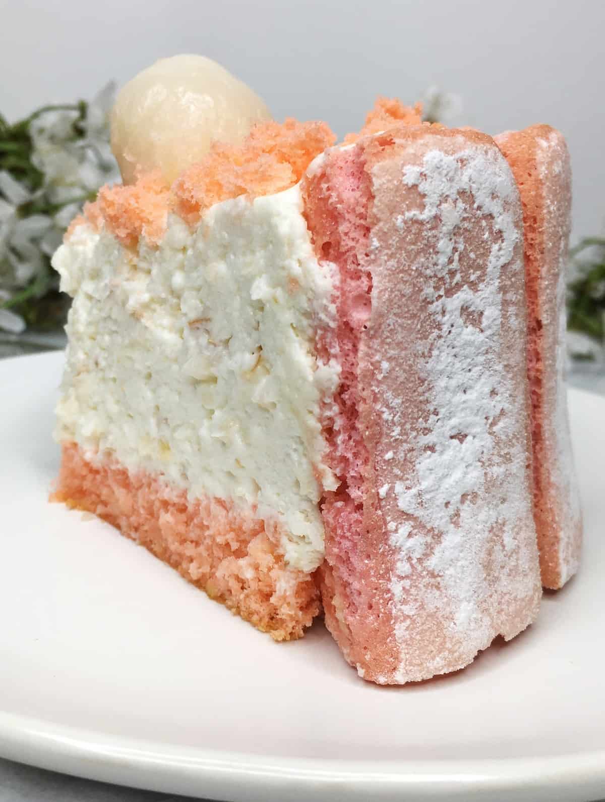 Lychee Cake With Pink Biscuits – Baking Like a Chef